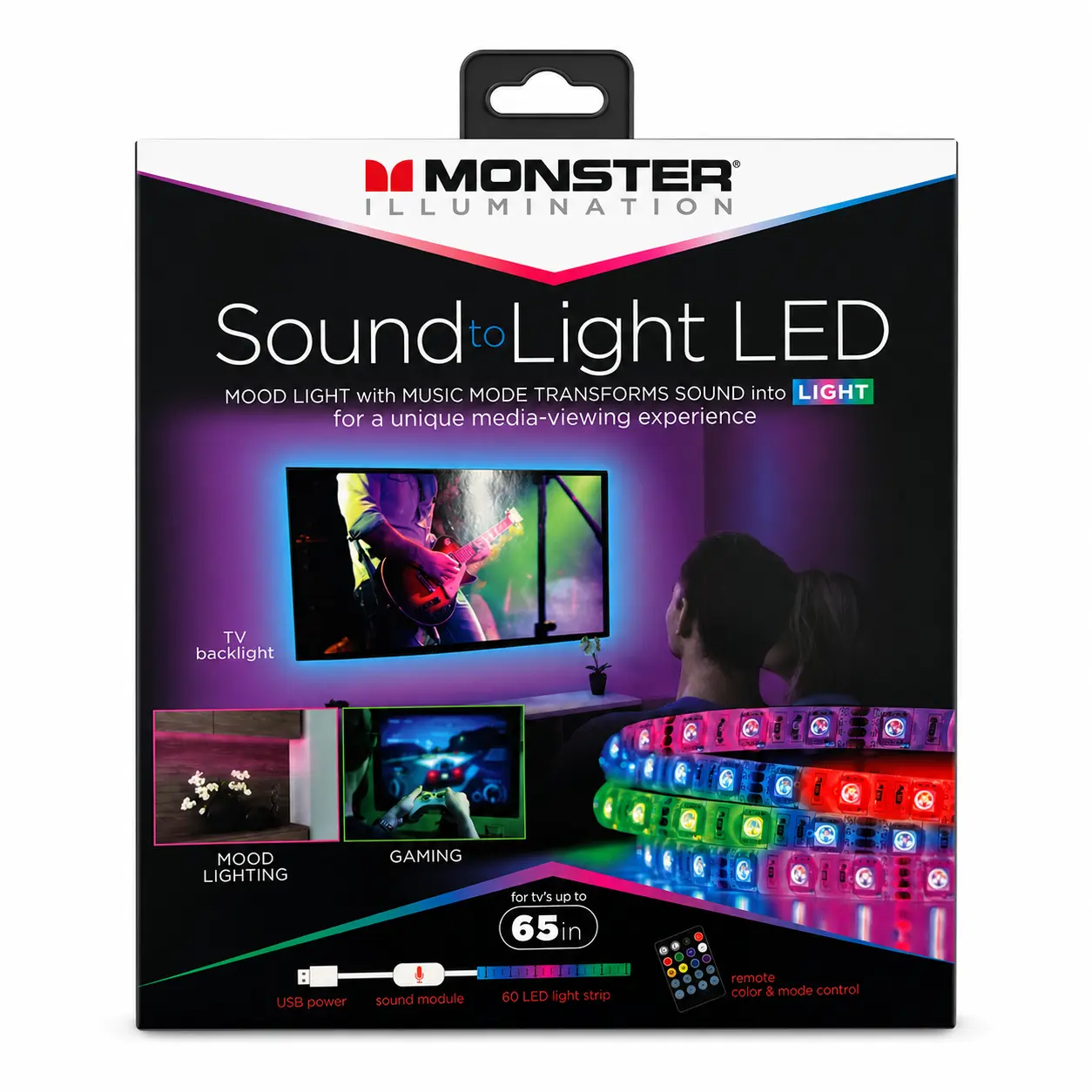 Monster Illumination Sound To Light LED Strip Lights - Mood Light with ...