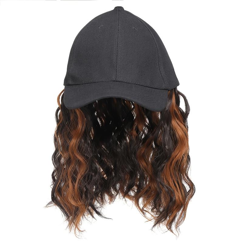 12 Inch Short Wave Baseball Cap Wig With Curly Hair Extension Synthetic Wave Wig Hat For Women ...