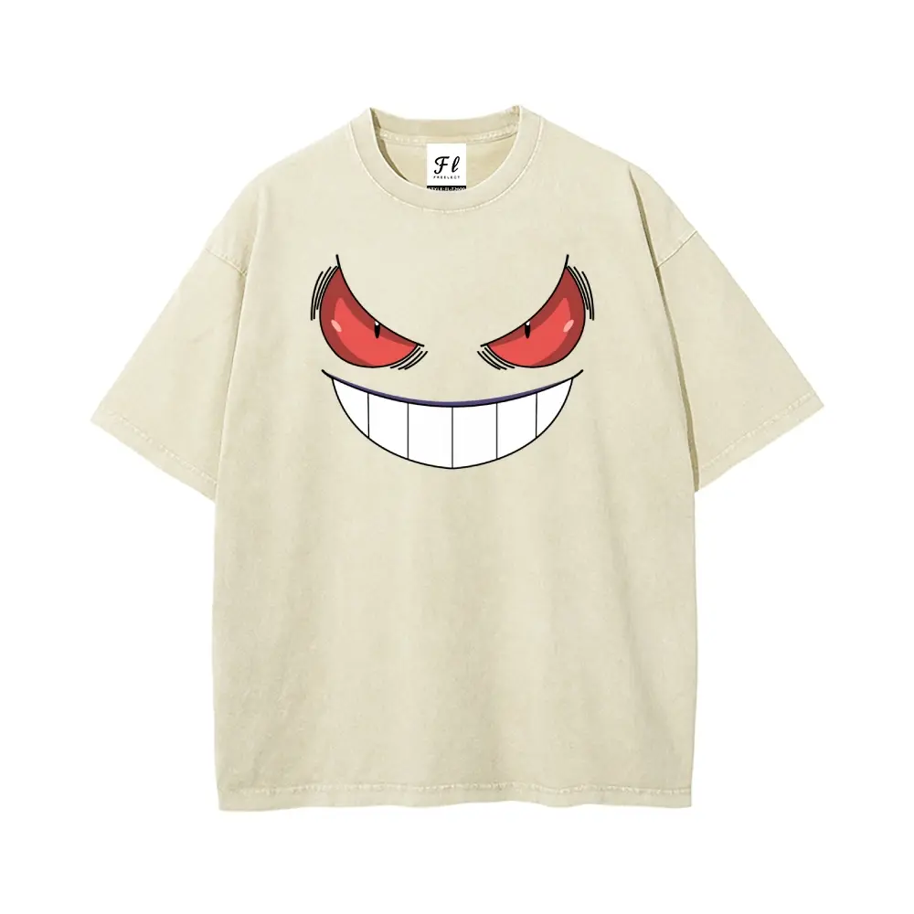 Pocket Monsters Big Evil Grin Face Graphic Washed T-Shirt, Vintage ...