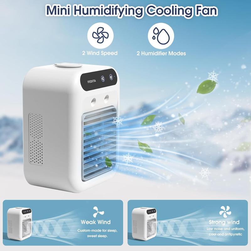 FEDITA Portable 3-In-1 Fan with 2-Speed Mist Fan, Built-In 1800mah ...