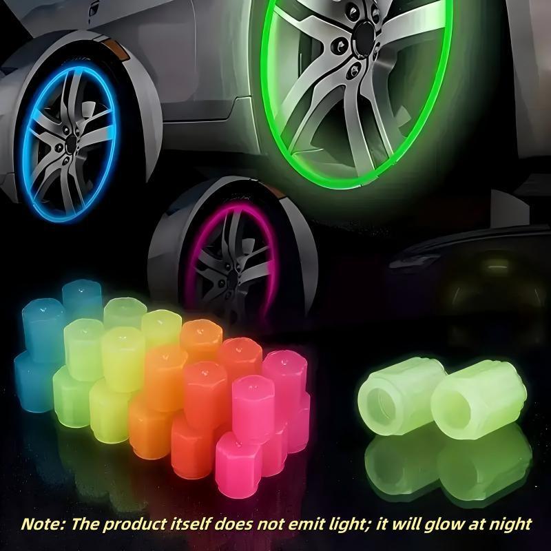 Fluorescent Tire Valve Cap Set, Night Glow Stem Covers for Car Tire ...