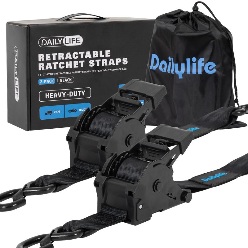 2PCs Retractable Ratchet Tie-Down Straps,1000 - 3000 lbs Breaking ...