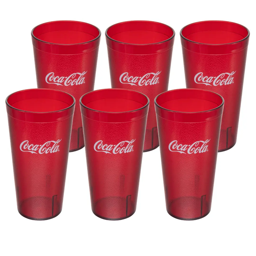24oz Coca Cola Logo Red Plastic Tumblers Set of Pack of 2,4,6 ...