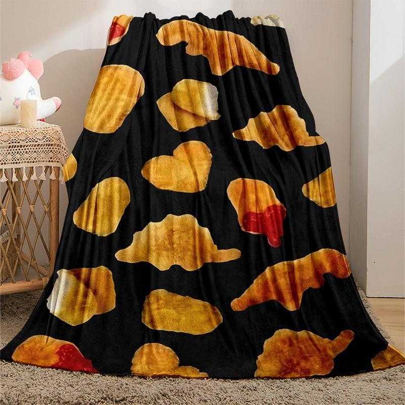 Chicken Nugget Pattern Cozy Blanket, 1 Count Soft Comfortable Warm ...