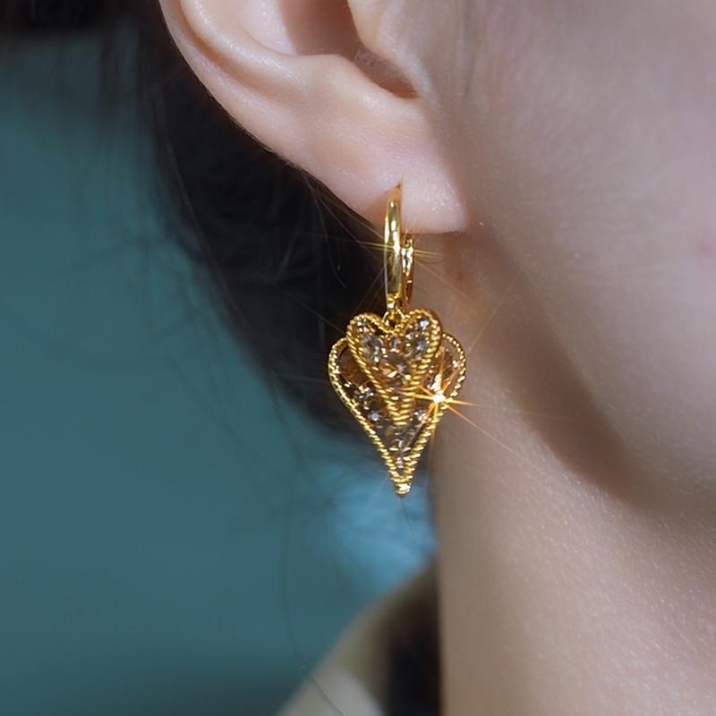 New Gold Double-Heart Earrings for Women, Trendy Layered Design ...