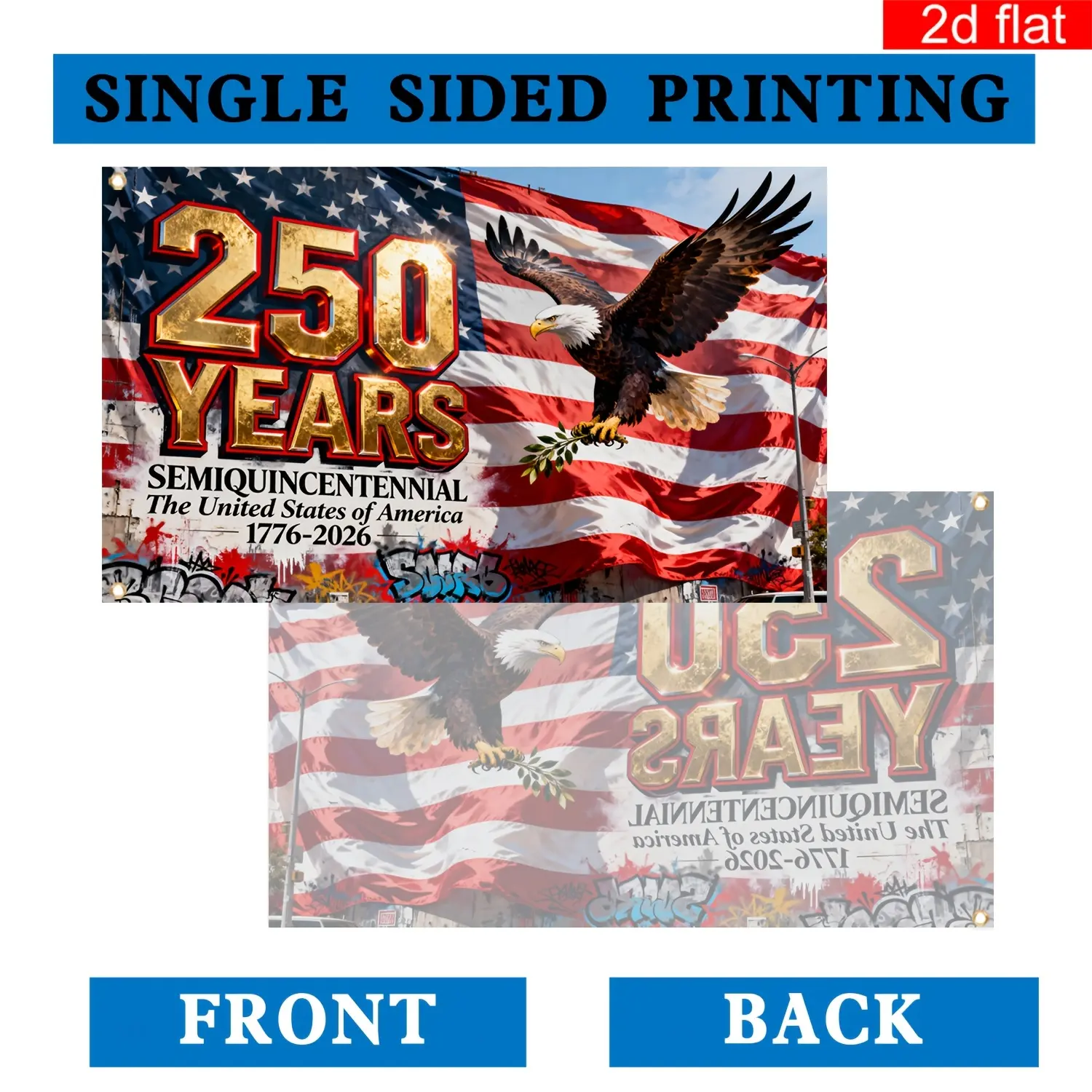 Patriotic 250th Anniversary American Independence Banner, Outdoor ...