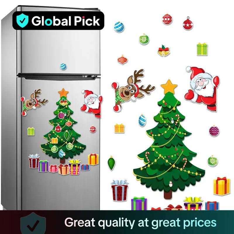 Christmas Magnetic Decals, 1/2/3 Sets Festive Holiday Refrigerator ...