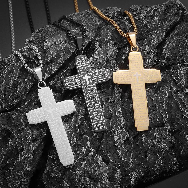 Christian Bible Cross Chain Necklace Perfect Gift for Men Boyfriend Son ...