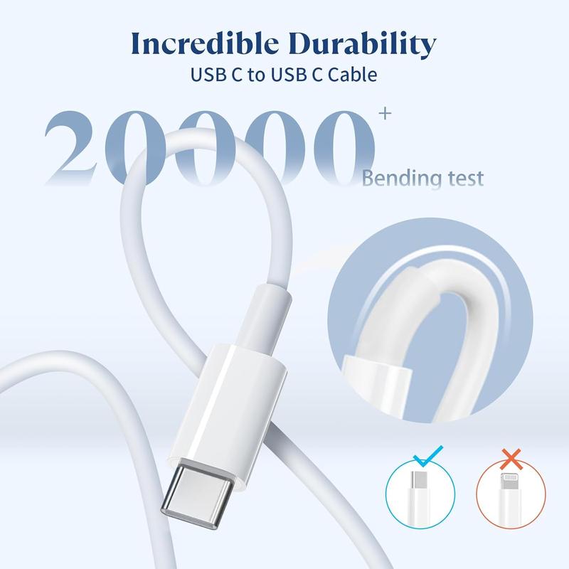 4 Pcs 20W Super Fast Charger with 6FT Type-C to C Cable for iPhone 16/ ...