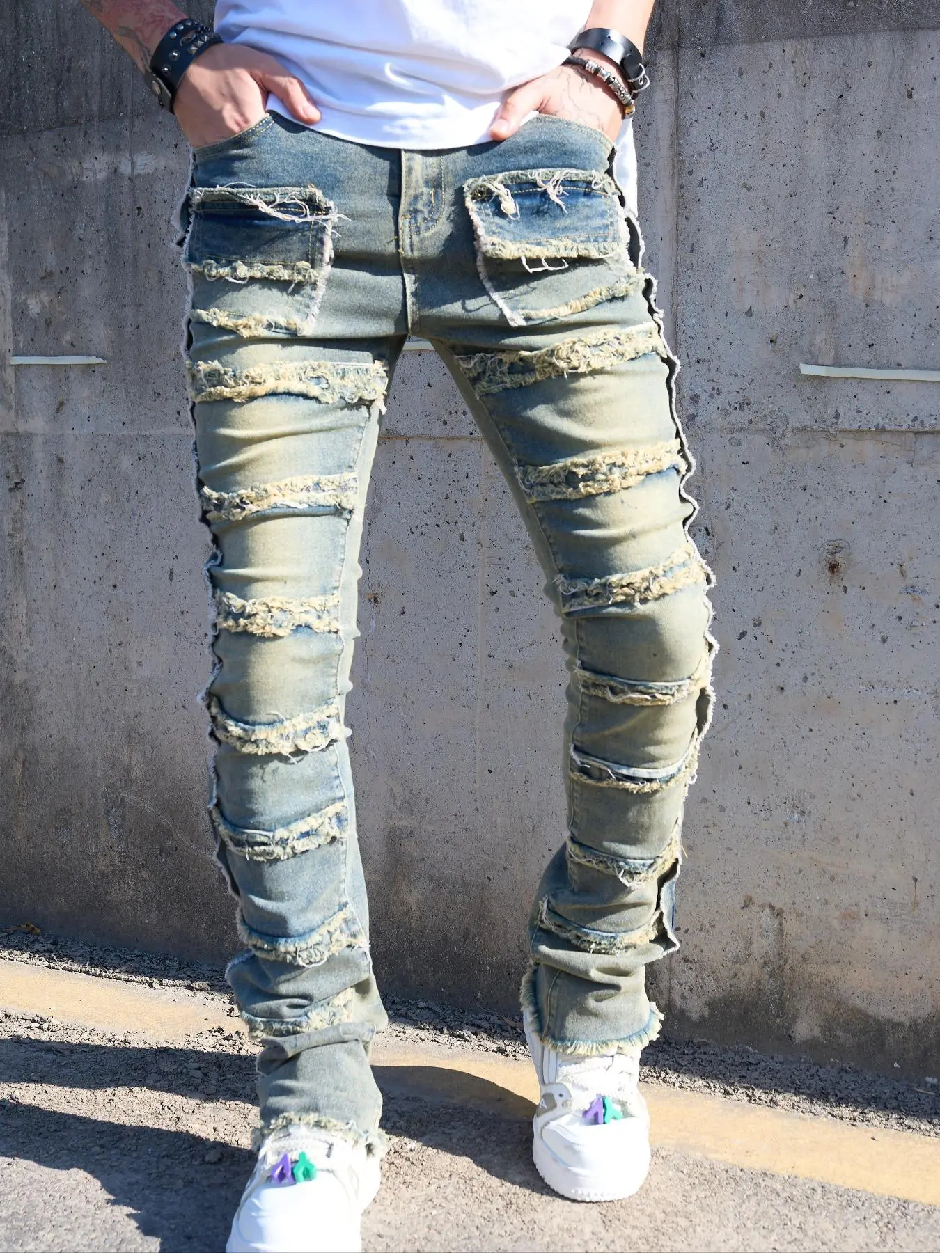 Men's Raw Hem Slim Fit Jeans - Comfy Casual Cotton - TikTok Shop