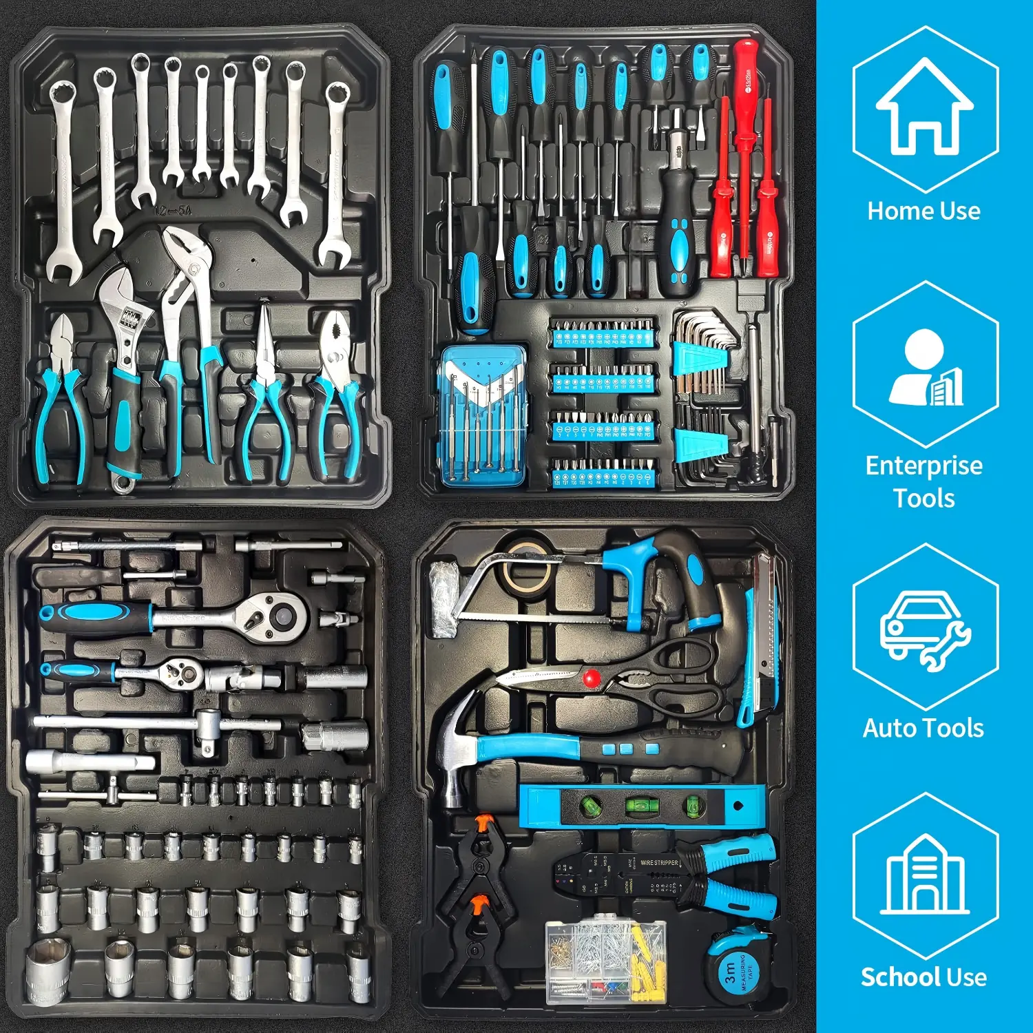Durable hand tool set with rolling wheels, aluminum trolley case ...