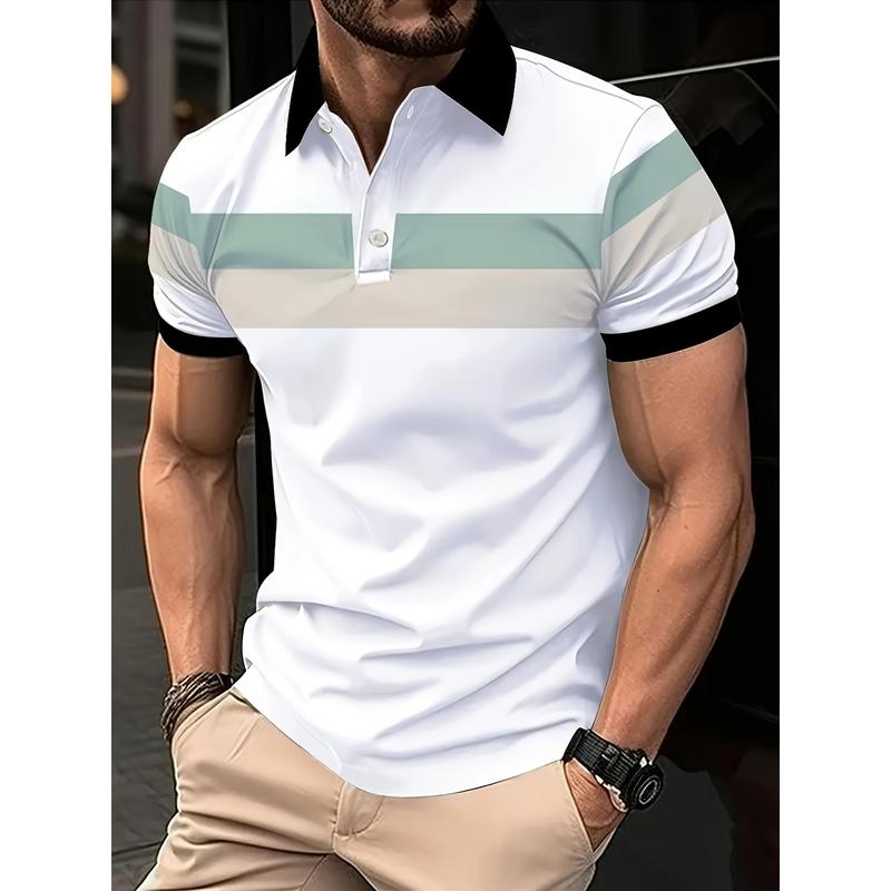"Men's Button-Up Polo Shirt - Lightweight Stretchy Fabric, Short Sleeve ...