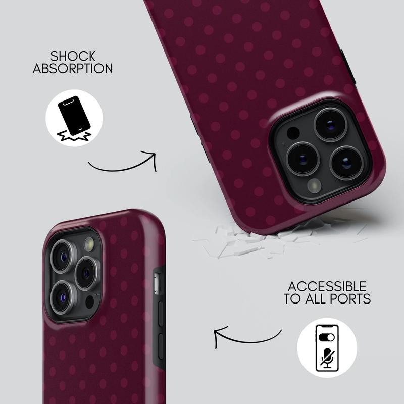Burgundy Polka Dot Phone Case, Suitable for IPhone17 ProMax, 16Promax ...