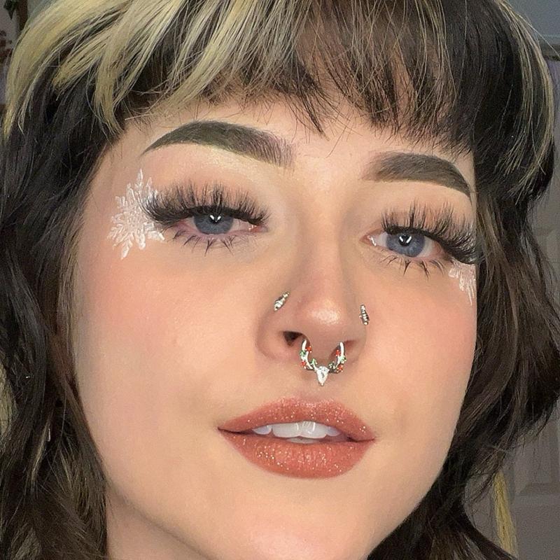 Oufer 16G Christmas Rudolph Wreath AAA+ Grace CZ Hinged Segment Septum ...