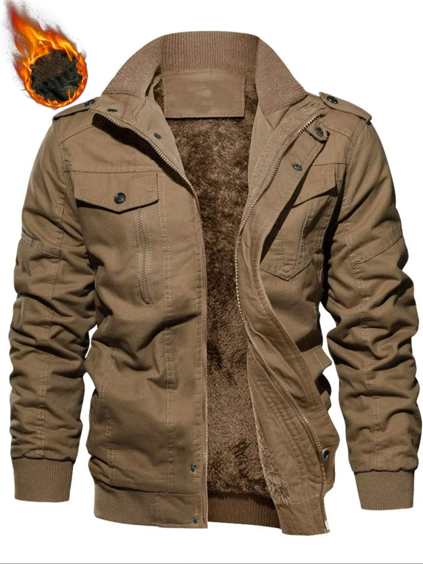 Men's Regular-Fit Solid Zip Thermal-Lined Jacket with Pockets, Casual ...