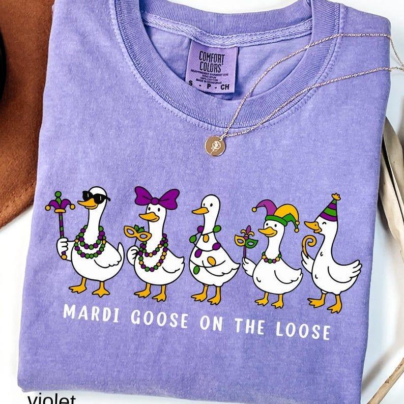 Comfort Colors Mardi Gras Silly Goose Vintage T-shirt 2026 Coquette ...
