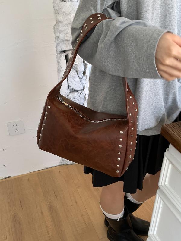 Fashion Rivet Retro Urban Style Shoulder Bag Elegant Ladies Handbag ...