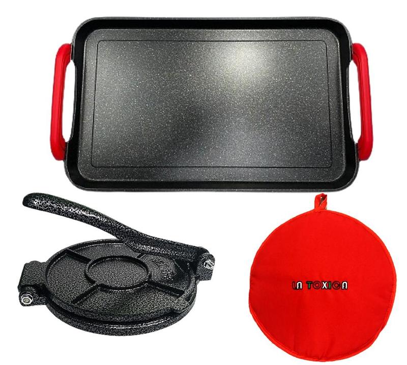 Neware Marble Griddle Comal Tortilla Press and warmer COMBO Kitchen Set ...