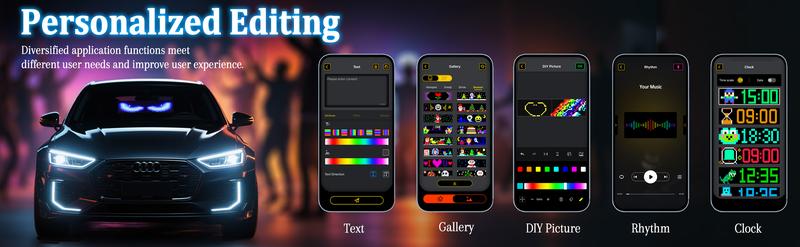 DIBMS 2PCS Bluetooth Controlled LED Devil Eyes Sign,Flex LED Display ...