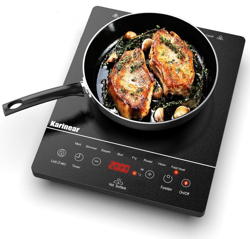 Karinear Electric Cooktop Countertop Infrared Burner with LED Sensor Touch 1800 Watts, child ...