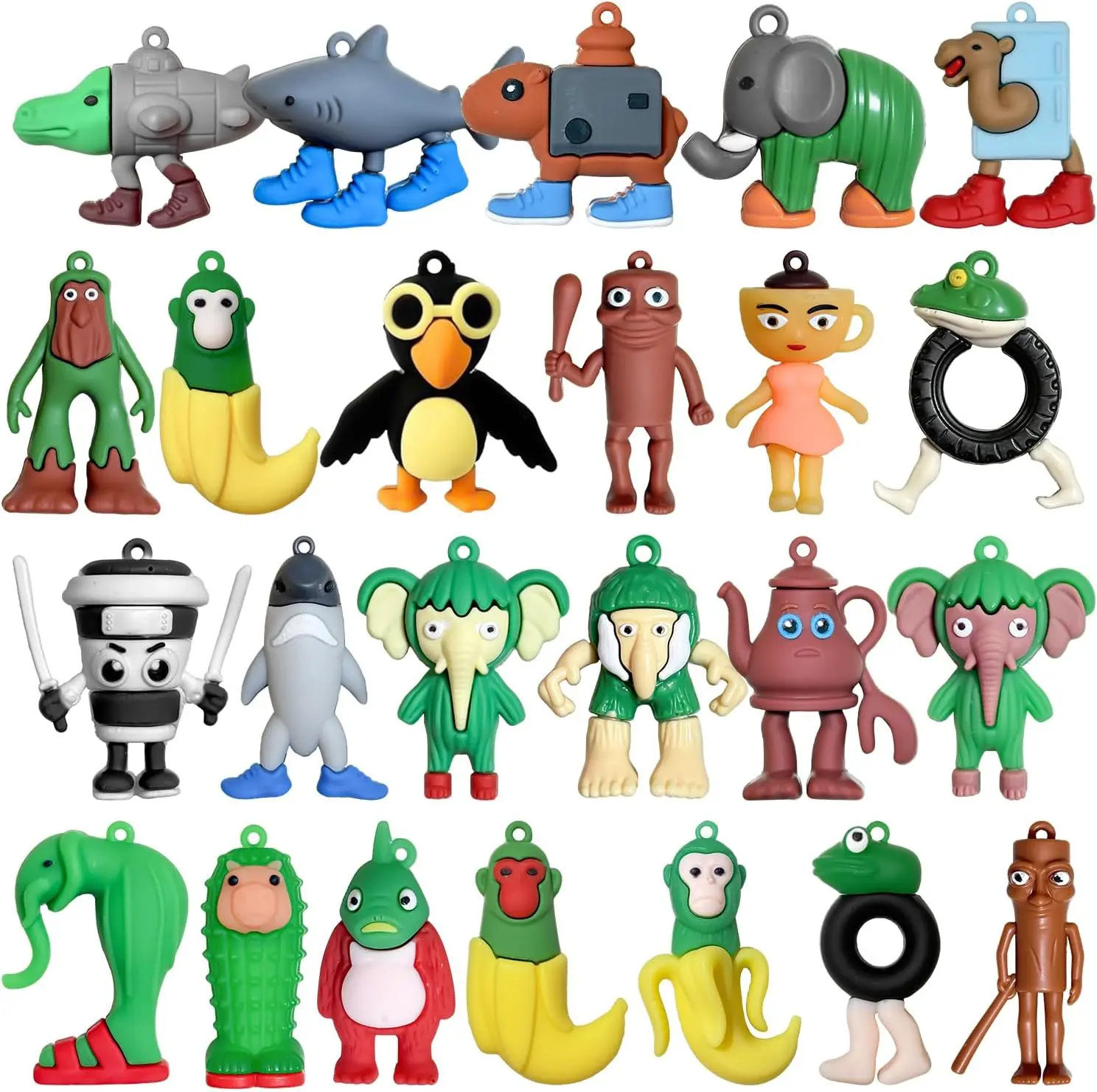 Brainrot Meme Action Figures Set - 24pcs Squishy Fidget Shark Toys ...