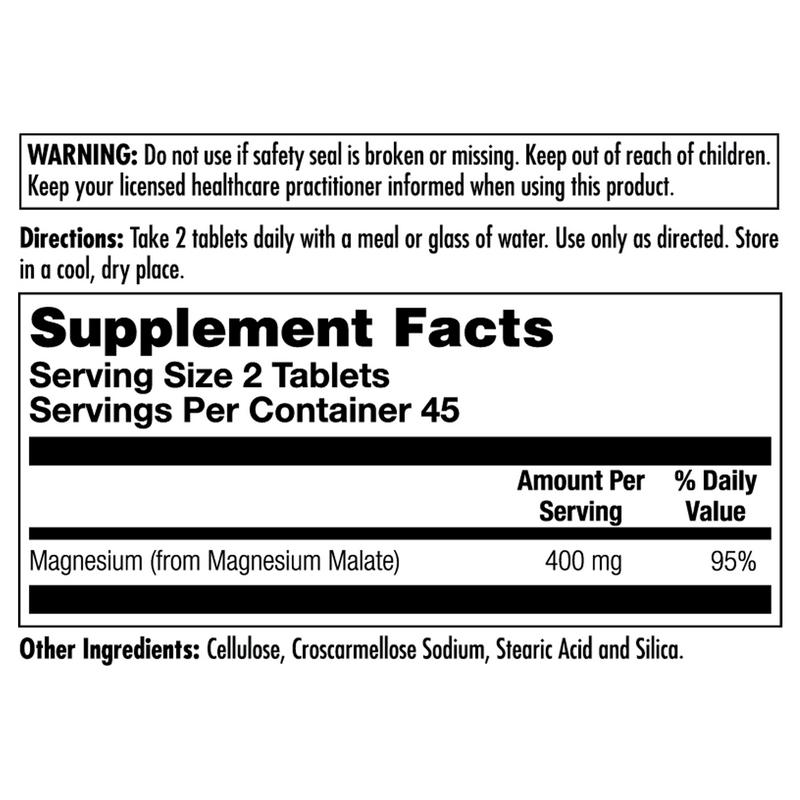 Kal Magnesium Malate 400 Tablets - Energy Support Dietary Supplement ...