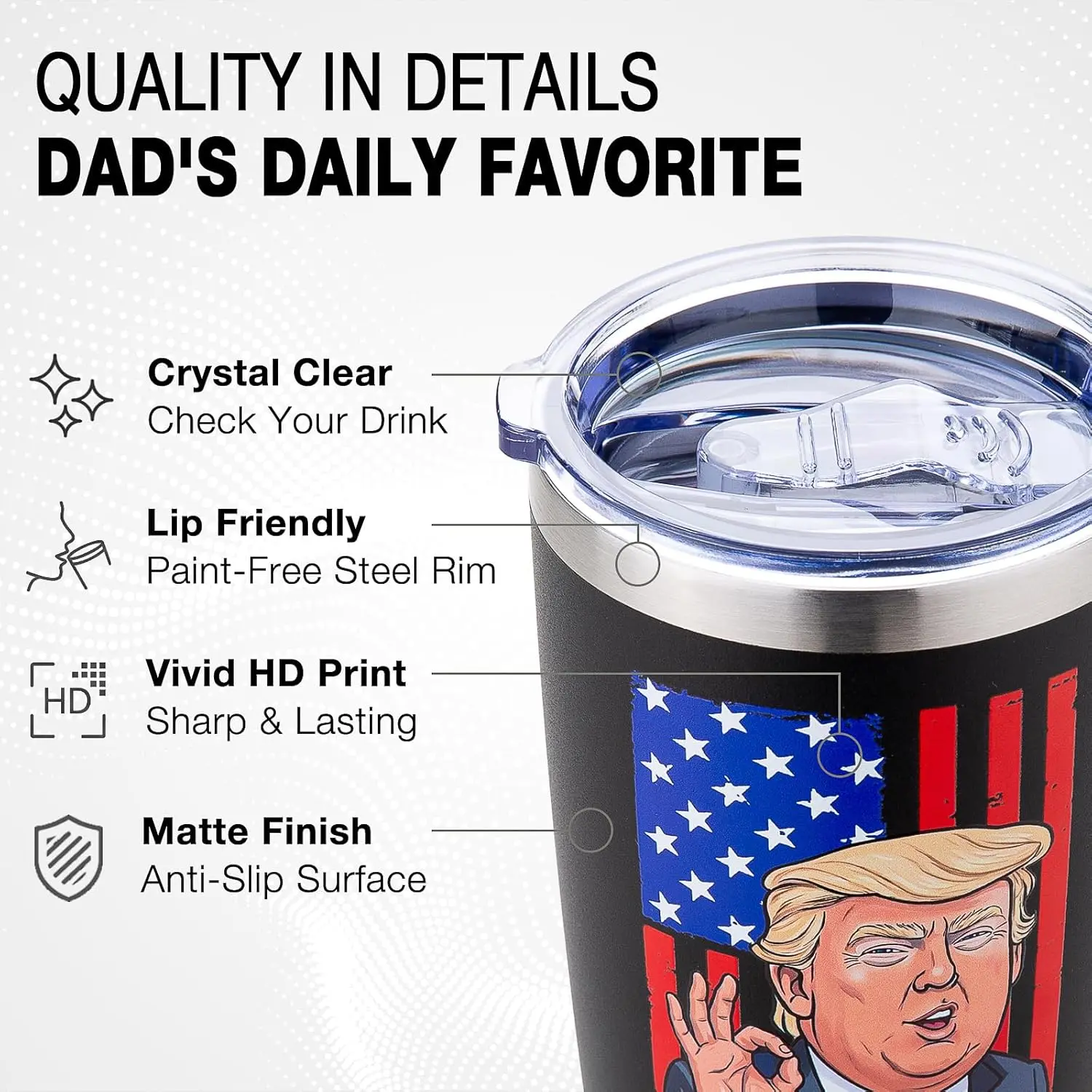 Funny Best Dad Ever Printed Tumbler, 20oz Insulated Stainless Steel Cup ...
