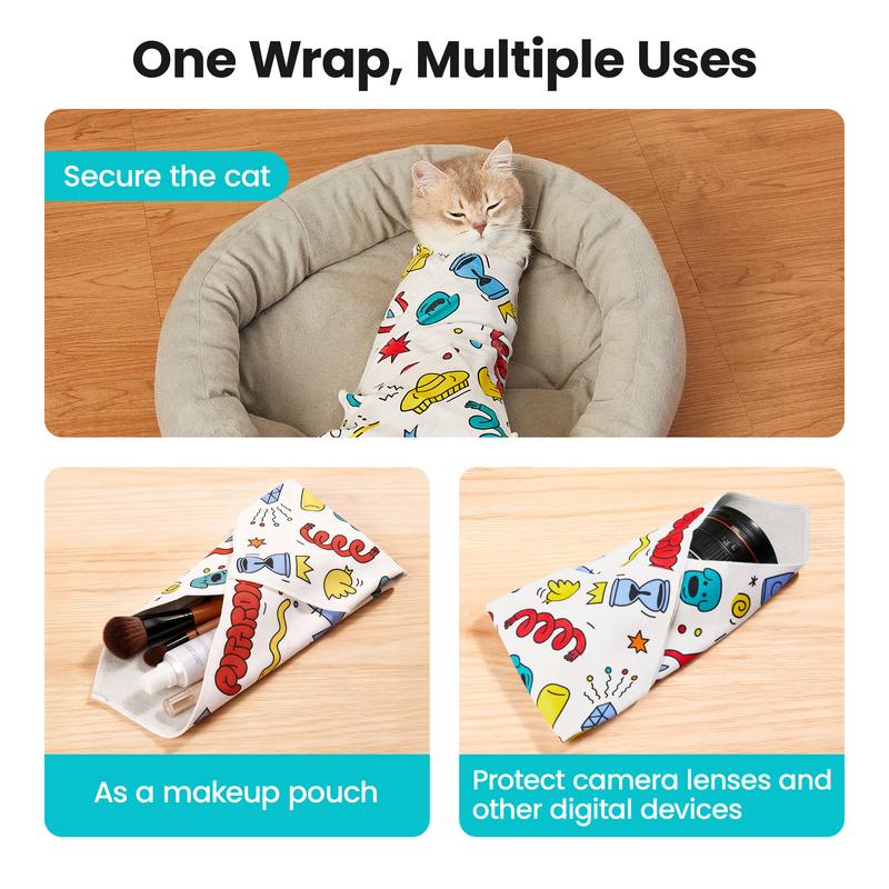 Cat Grooming Wrap 2 Pack, Self-Adhesive Swaddle Burrito Blanket for ...