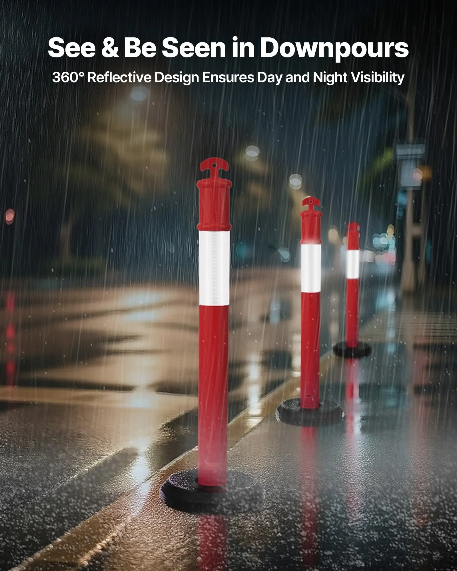 3 Packs Traffic Delineator Posts With 48-Inch Traffic Safety Cones And ...