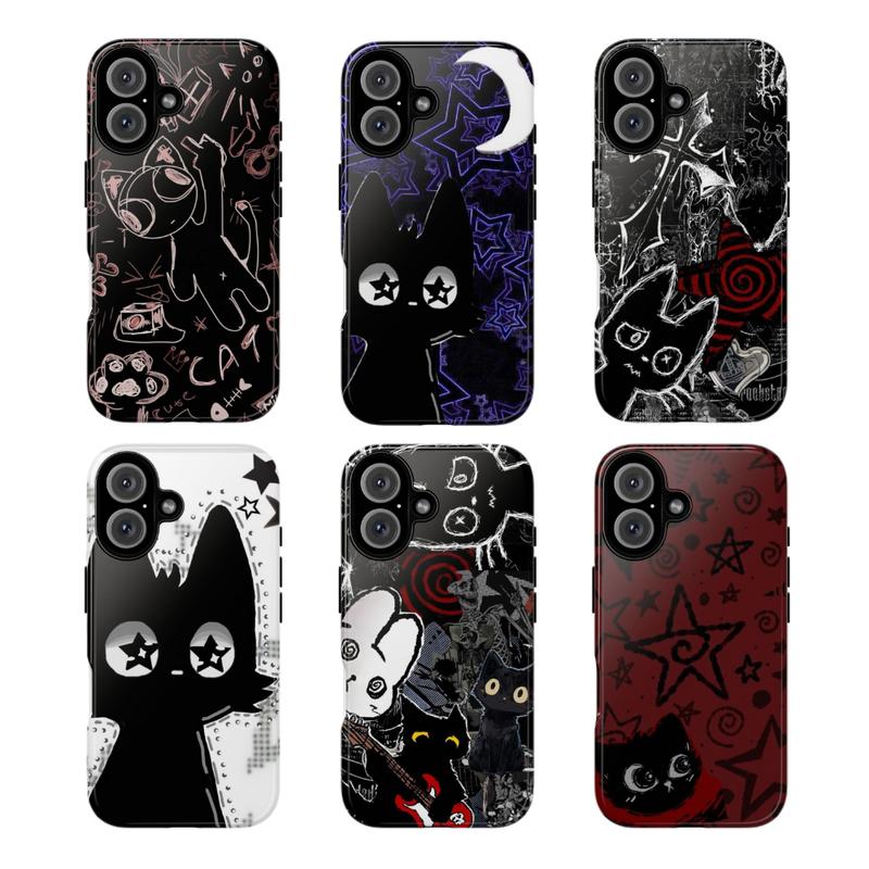 Creepy Cat Phone Case Spooky Goth Aesthetic for iPhone 16 15 14 13 12 ...