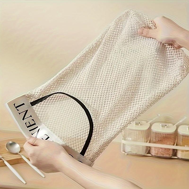 Wall Mounted Plastic Bag Storage Bag, 5 Counts Reusable Elastic Mesh ...