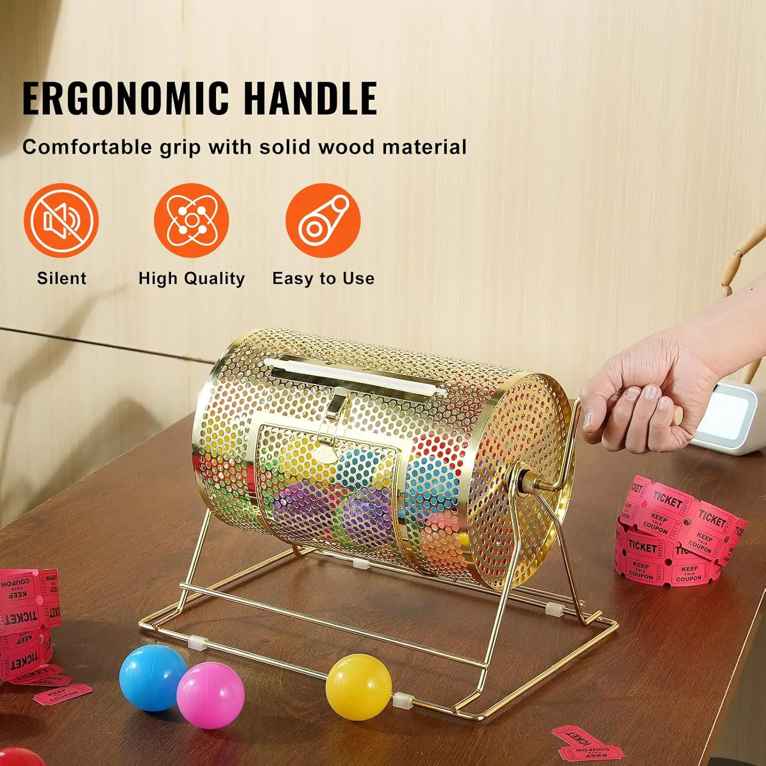VEVOR Raffle Ticket Spinner - 12 x 8 Inch Raffle Drum Lottery Spinning ...