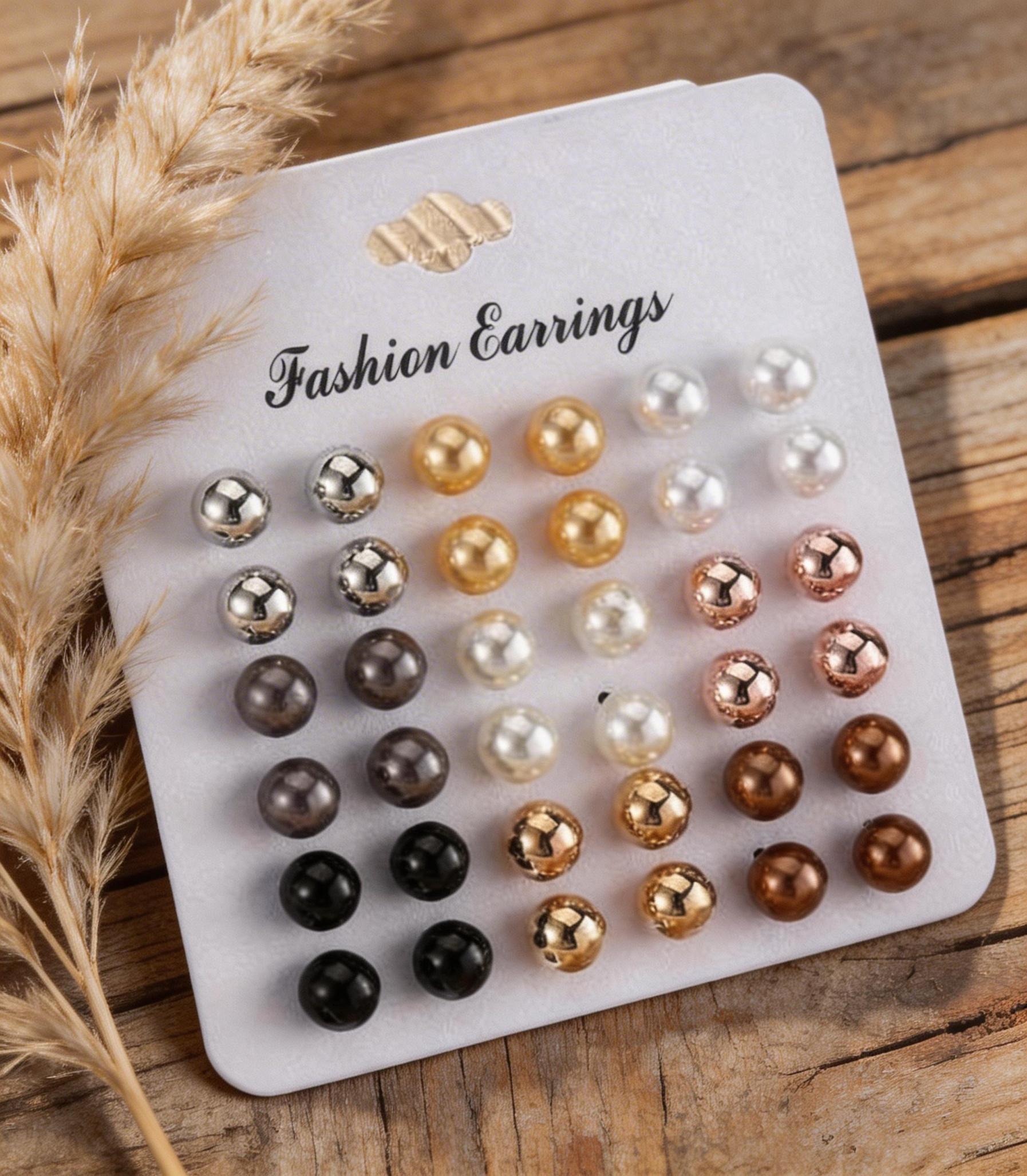 36 Pairs Fashion Mixed Color Faux Pearl Stud Earrings Set, Suitable For ...