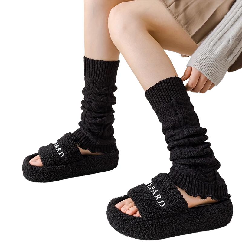 Women's Fashion Knitted Crochet Long Boot Socks - 4 Pairs - Cable Knit ...