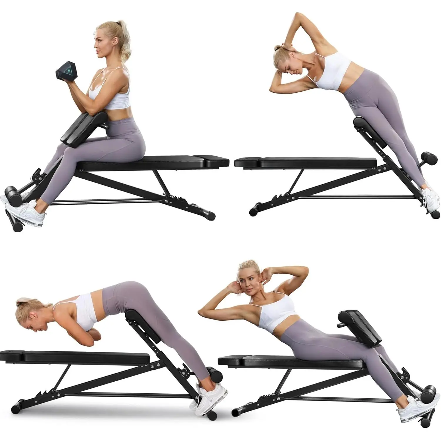 Adjustable Weight Bench, Foldable Roman Chair for Full Workout, Sit up ...