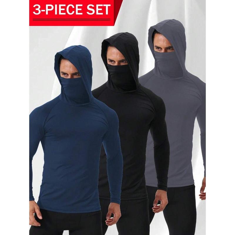 Hooded Sun Protection Fishing Sauna Shirts with Face Mask - Long Sleeve ...
