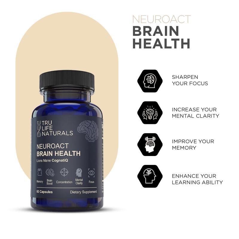TRULIFE NATURALS NEUROACT Brain Health Memory, Focus, Concentration ...
