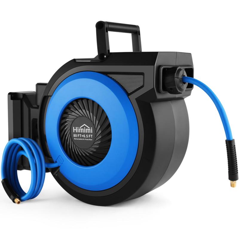 Retractable Air Hose Reel, 32/50/80ft Hose + 6.6ft Lead, Ceiling/Wall ...