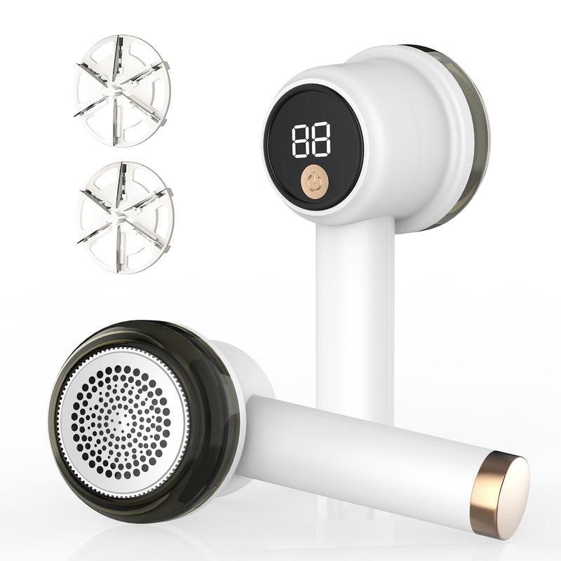 Rechargeable Fabric Shaver with 2 Replaceable Stainless Steel 6-Leaf ...