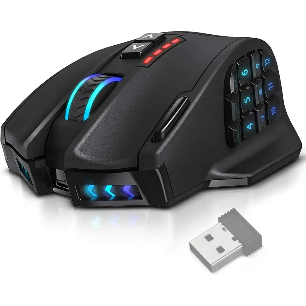 UtechSmart Venus Pro RGB Wireless MMO Gaming Mouse, 16,000 DPI Optical ...