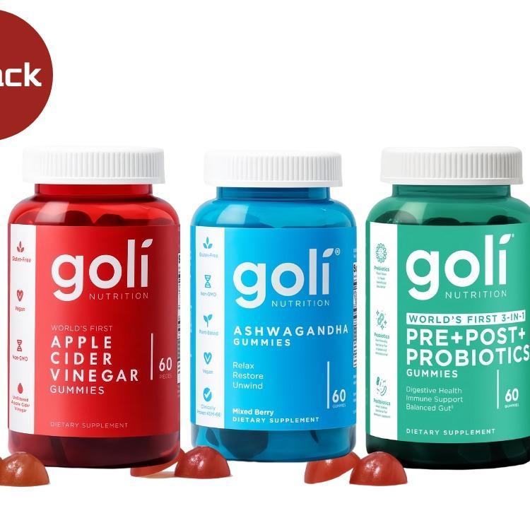 Goli Nutrition Zero Sugar Best Seller Trio 3-in-1 Pre Post Probiotic ...