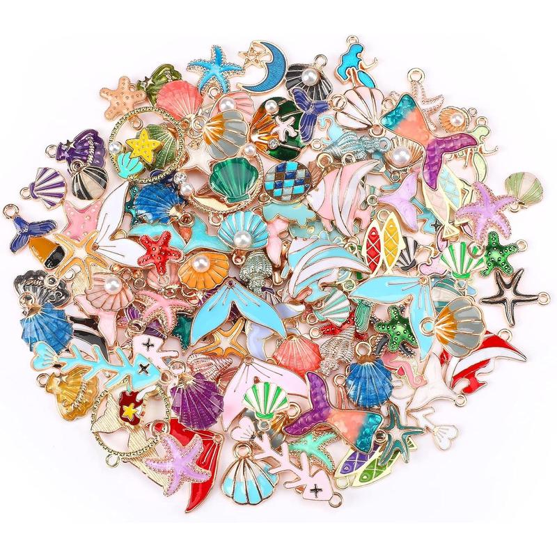120 count Themed Sea Charms for Making, Assorted Enamel Starfish ...
