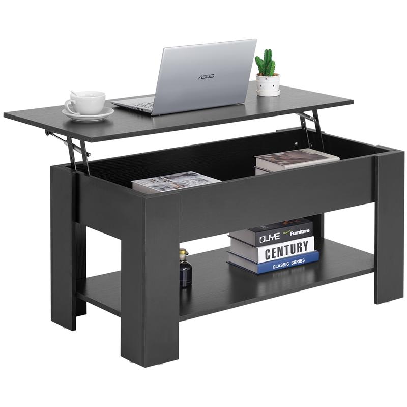 Lift Top Coffee Table Compartment and Storage Shelf,Retro Wooden Lift ...