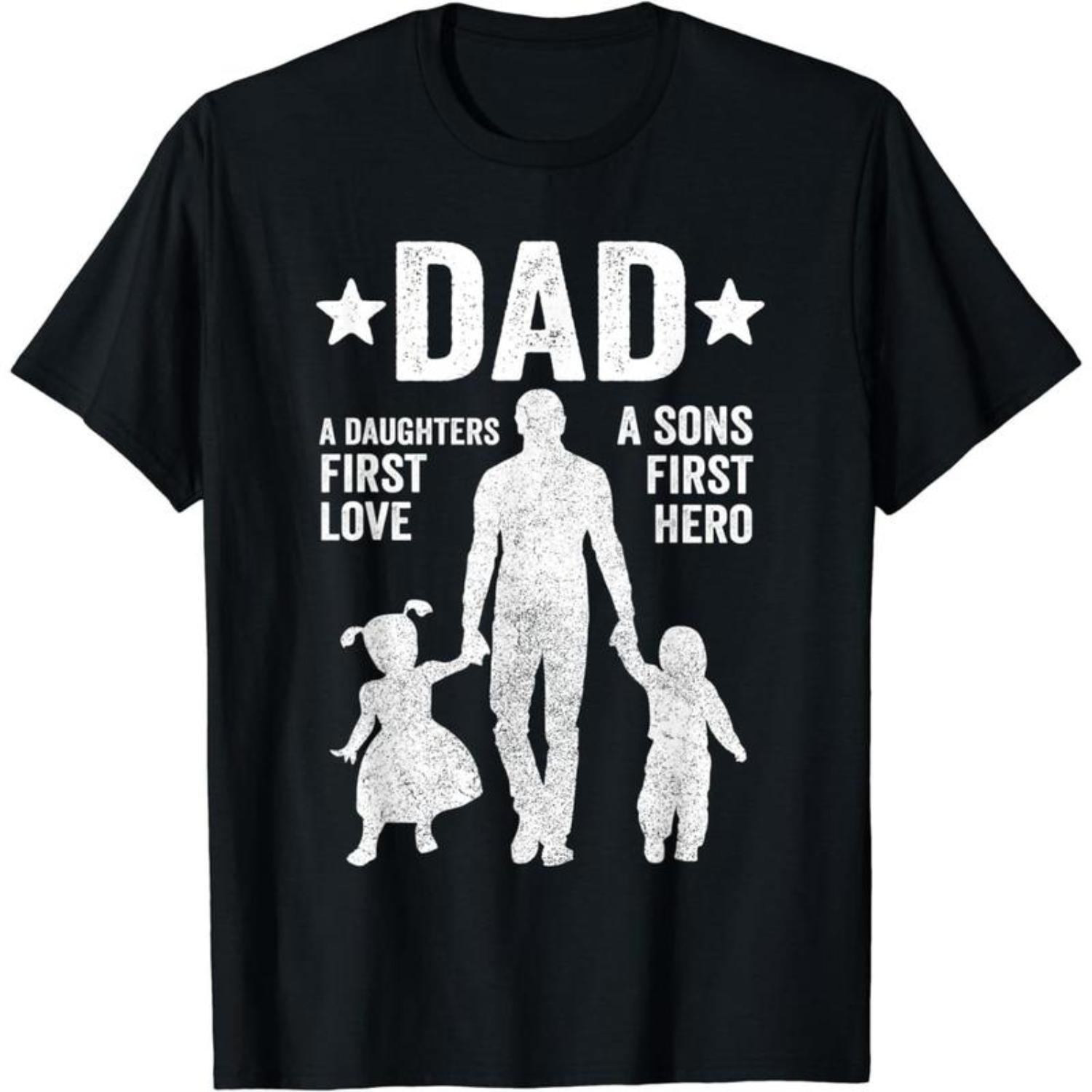 Cotton Short Sleeve Dad Sons First Hero Daughter First Love Shirt ...