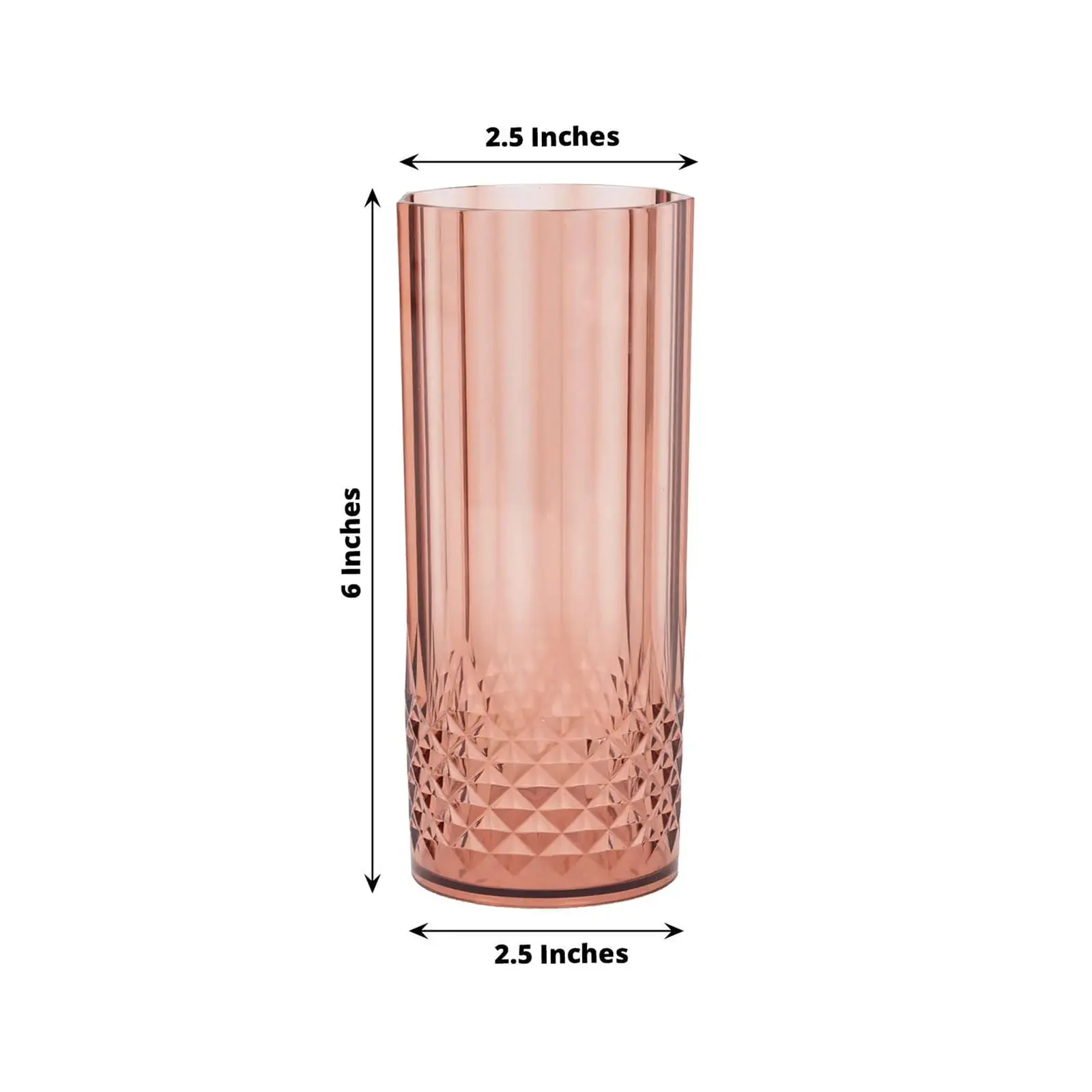 6-Pack Transparent Plastic Highball Drink Glasses 14oz, Crystal Cut ...