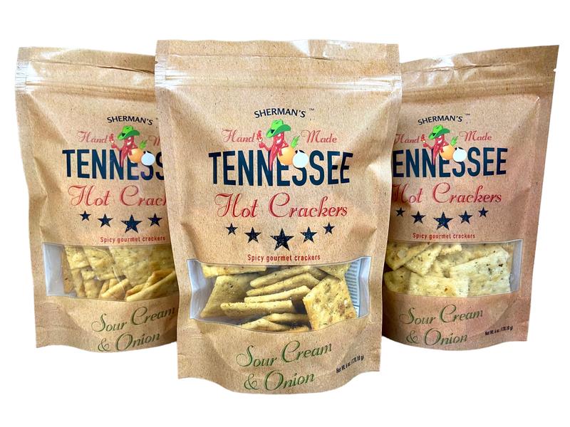 Sherman's Tennessee Hot Crackers, Sour Cream & Onion Flavor, 3 pack ...