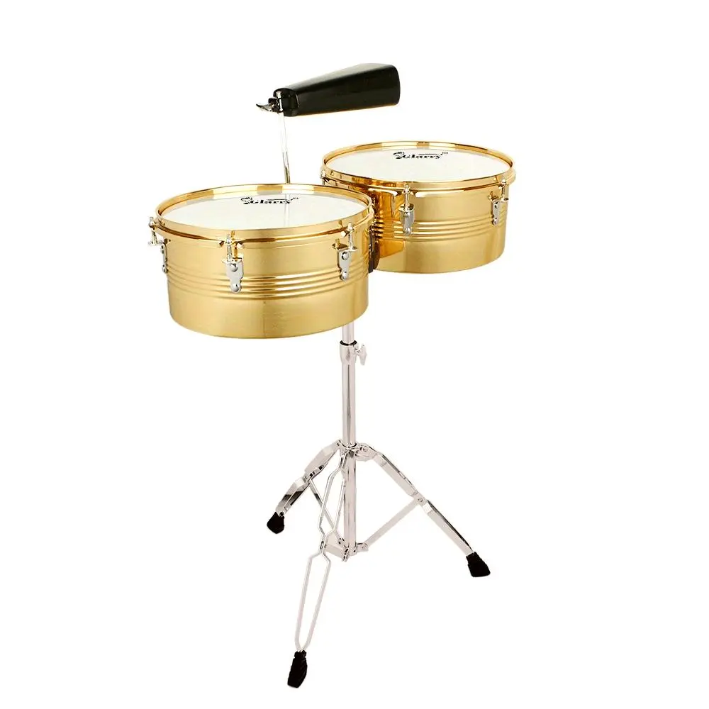 Professional 13" & 14" Timbales Drum Set with Stand, Cowbell & Double ...