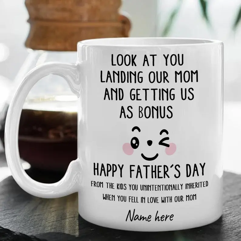 Funny Step Dad Father’s Day Gift Idea Mug, Personalized Look At You ...