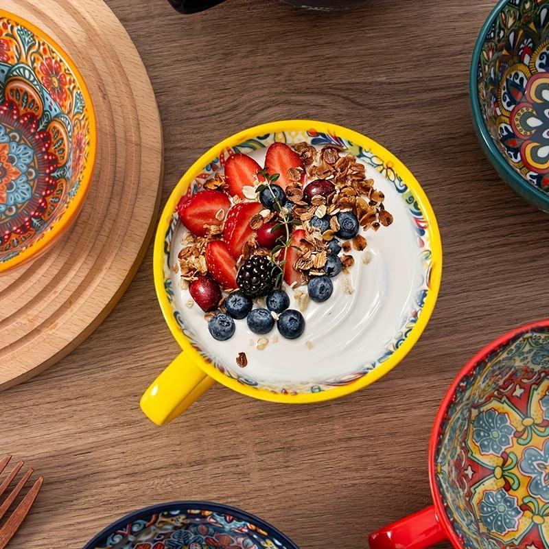 Floral Pattern Ceramic Coffee Mug, 1 Count Large Capacity Tea Milk ...