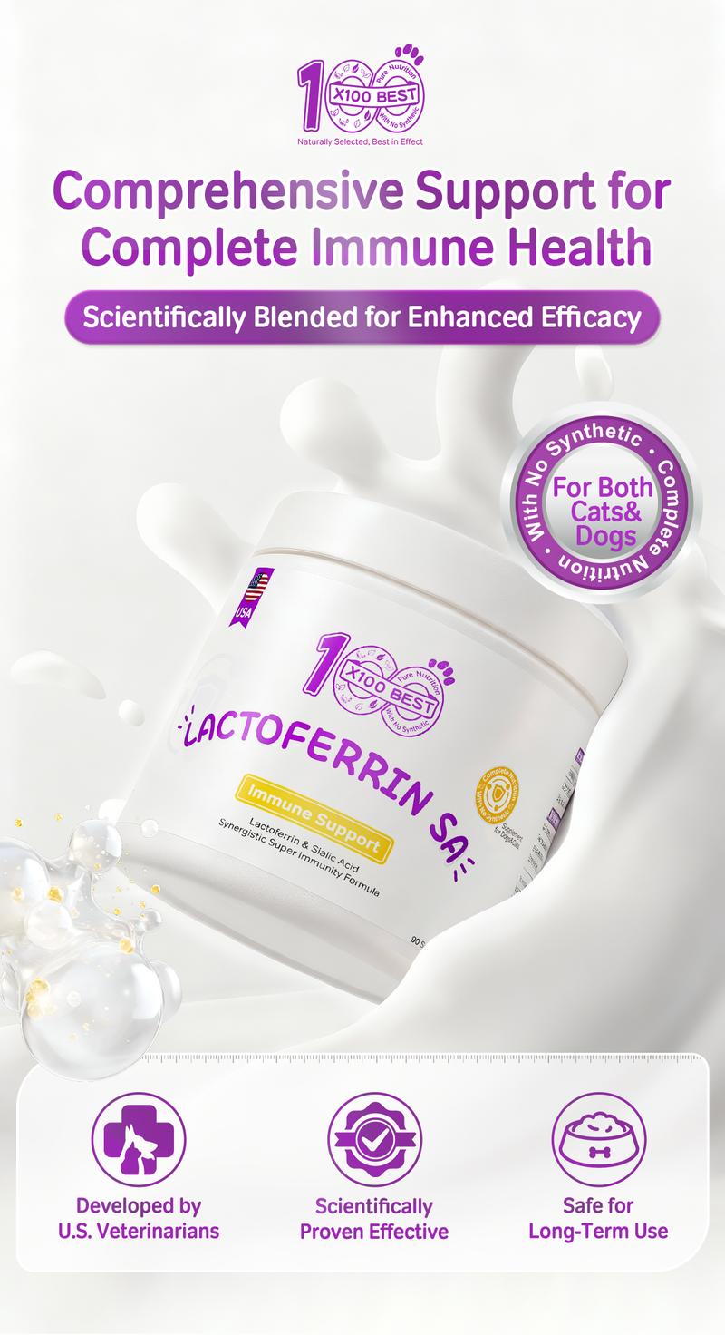 X100BEST Liquid Lactoferrin Soft for Dogs & Cats - 90 Count with Sialic ...